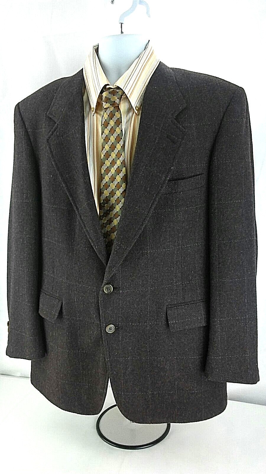 Evan Picone Brown Windowpane Mens Suit Coat Blazer, 1… - Gem
