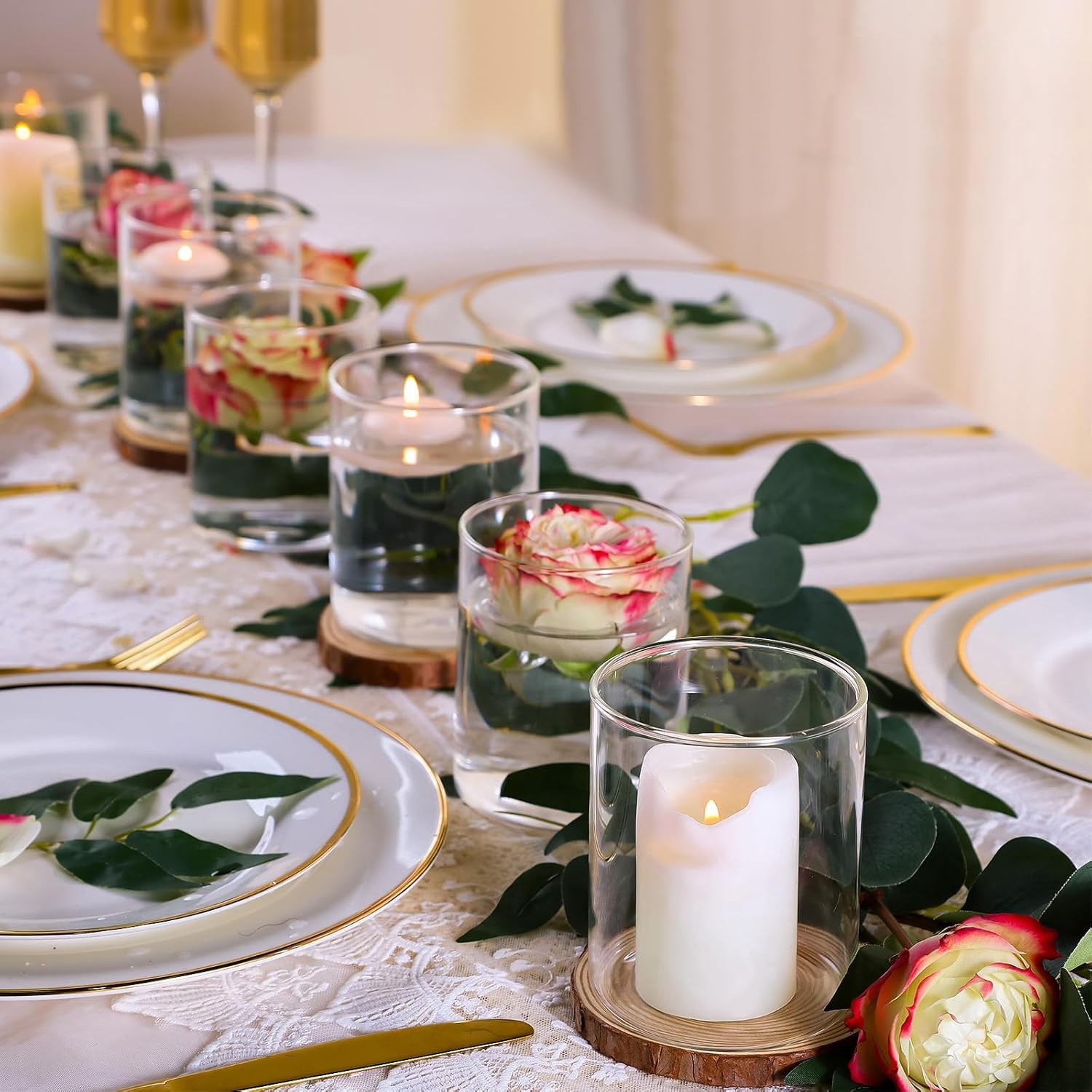 12pcs Small Glass Cylinder Vases for Centerpieces, 4 12 Pack 4 Inch ...