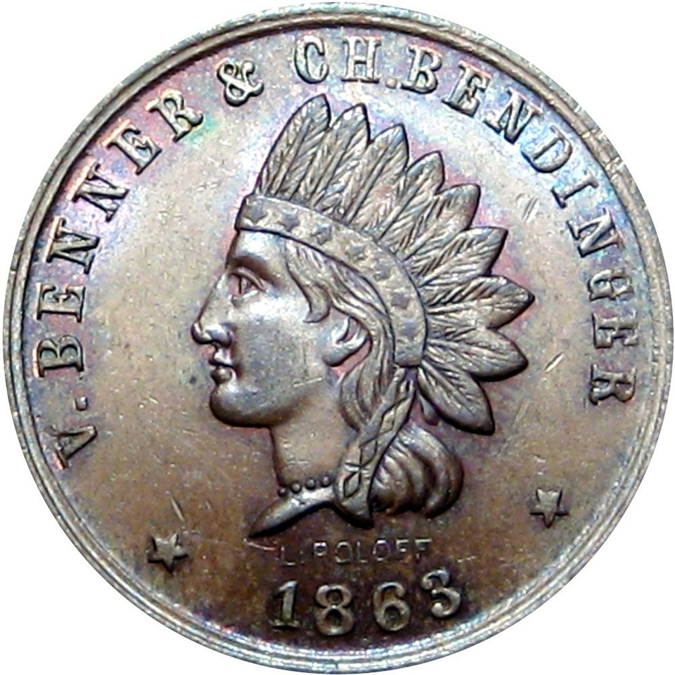 1863 New York City Civil War Token Benner & Bendinger Wine Bottle | eBay