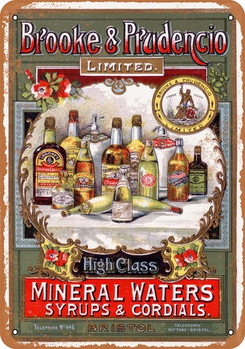 METAL SIGN - 1882 B&P High Class Waters, Syrups and Cordials -- Vintage ...