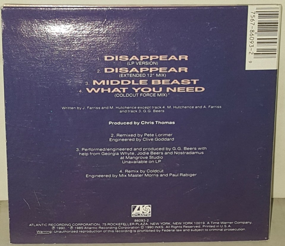 INXS - Disappear Promo CD-Maxi Single USA | eBay