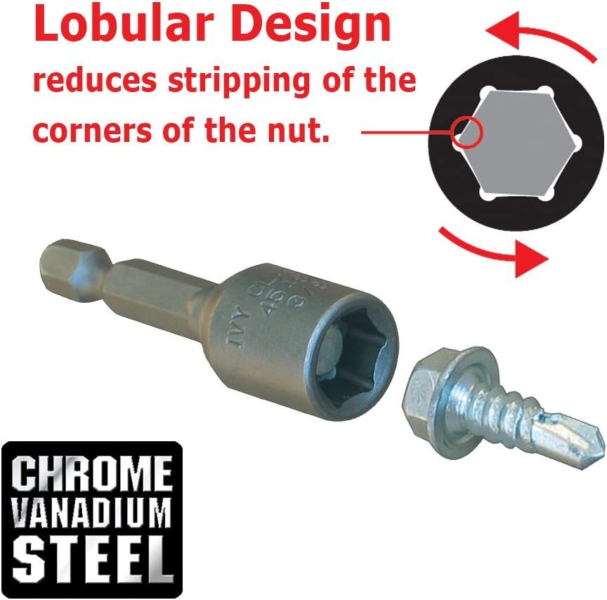 (5) Ivy Classic Magnetic 1/2" Nut Driver / Setter, 2-9/16" Length 1/4 ...