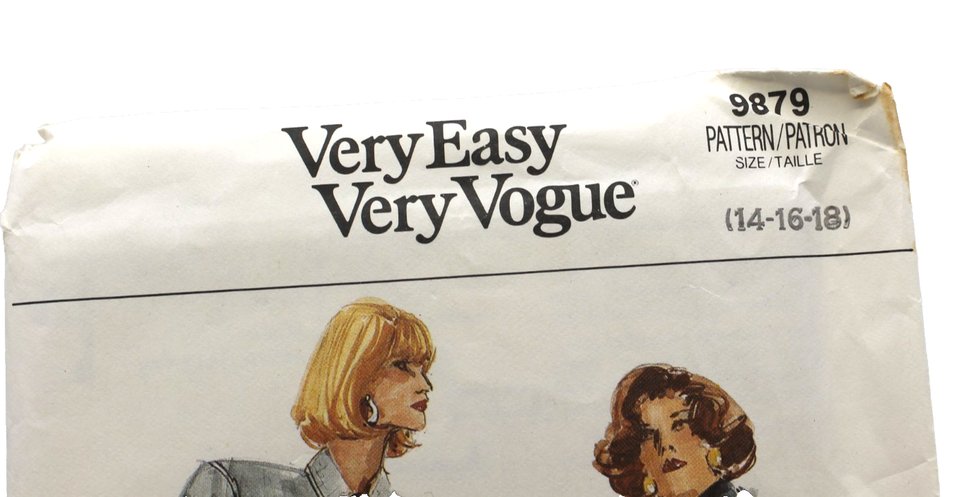 Very Easy Very Vogue Sewing Pattern 9879 Misses' Blouse Size 14-16-18 ...