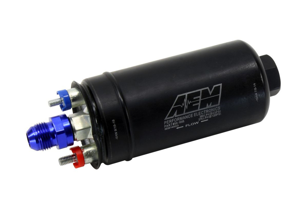 AEM High Flow Inline Fuel Pump 380LPH Bosch 044 Style 10AN Inlet 6AN ...
