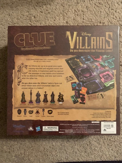 Disney Villains CLUE Classic Mystery Board Game Theme Park Edition ...