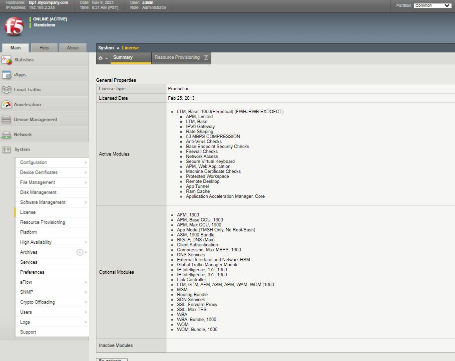 F5-BIG-LTM-1600-4G-R Local Traffic Manager v 12.1.4 w/ SSL License, Wty ...