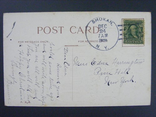 Shokan New York NY Ulster County 1908 Type 3/4 Doane Cancel Postmark on ...