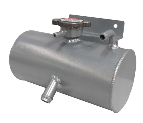 Universal Aluminum Header Horizontal Round Coolant Overflow Tank Bottle ...