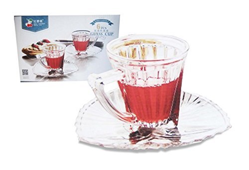 12pc Cup & Saucer Set - High Quality White Glass - Coffee Cups - Tea ...