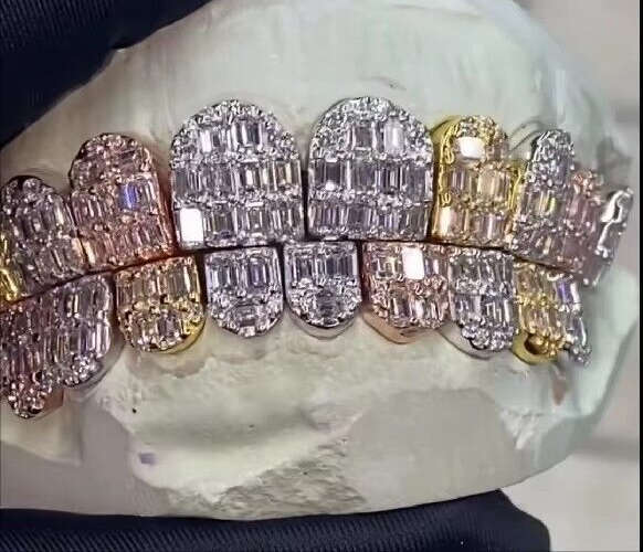 Moissanite Hip Hop S925 Silver Teeth Grillz Real lab Diamond Bling ...