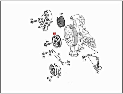 Genuine MERCEDES Between belt tensioner and water pump Guide pulley ...