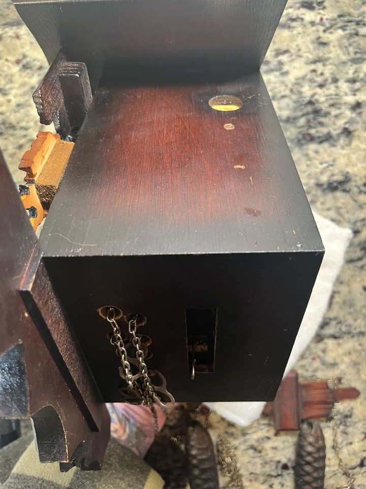 Vtg German Cuckoo Clock Germany Pendulum Dancers Animated Musical ...