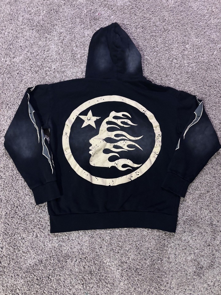 Hellstar Flame Men’s Hoodie Size M Black Cotton Washed Hooded | eBay