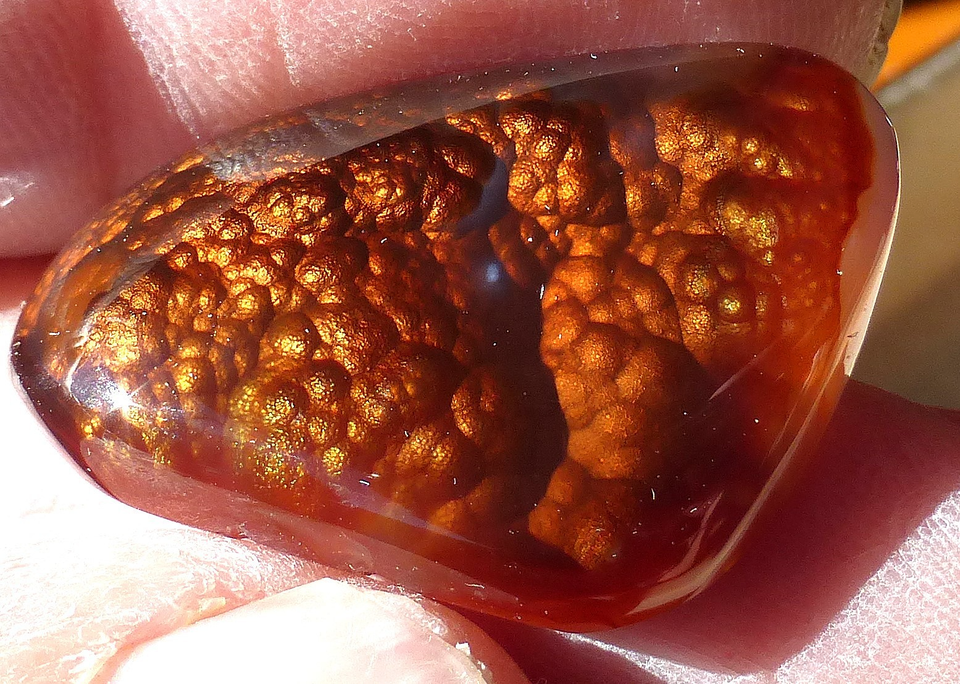 Hand fashioned ORANGE Fire Agate cabochon Graham County AZ. 30.15 ...