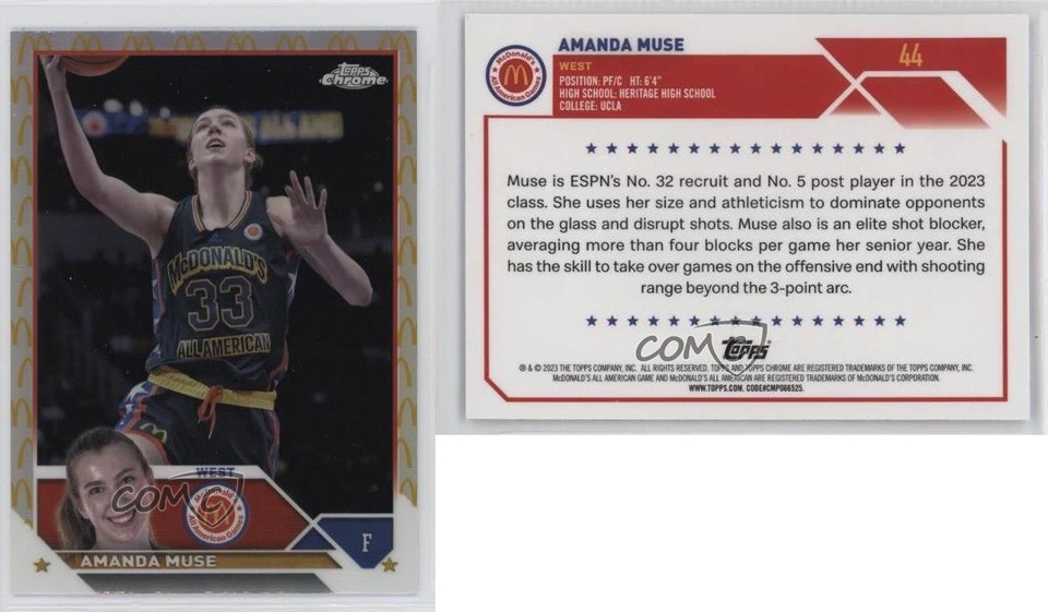 2023 Topps Chrome McDonald's All American AA Logo Refractor Amanda Muse ...