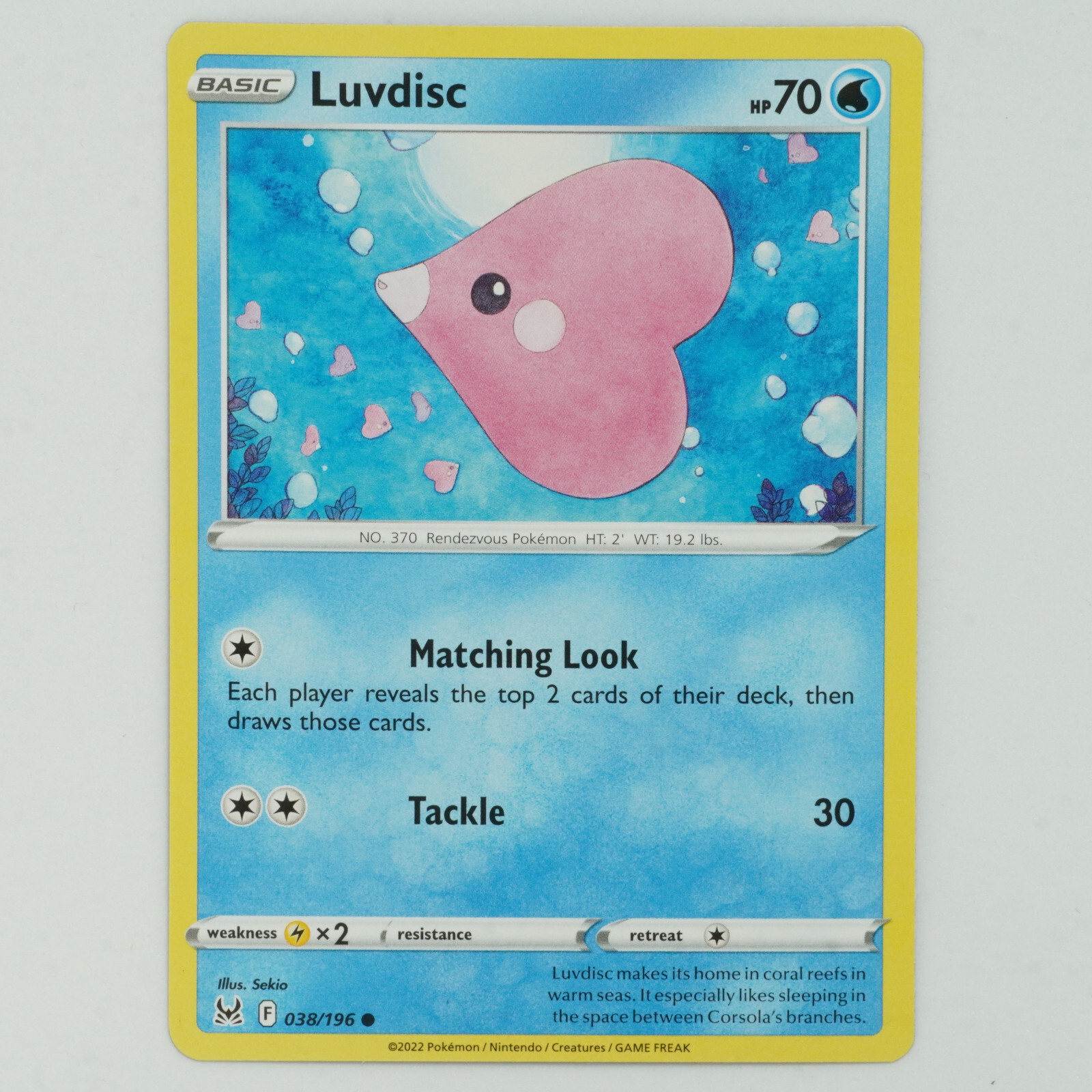 Luvdisc 038/196 Common SWSH Lost Origin Pokemon Card | eBay