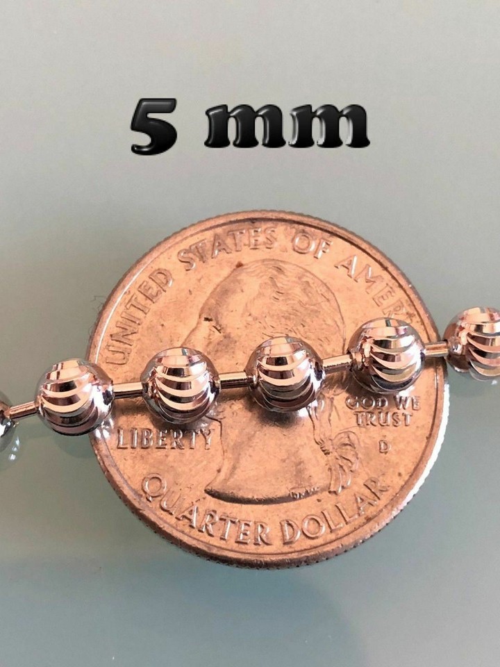 Ball Moon Chain SOLID 925 Silver 14k Yellow Gold Plated Hip Hop Cut Men ...