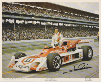 1973 Mario Andretti signed Viceroy Special Indy 500 Indy Car 8.5x11 ...