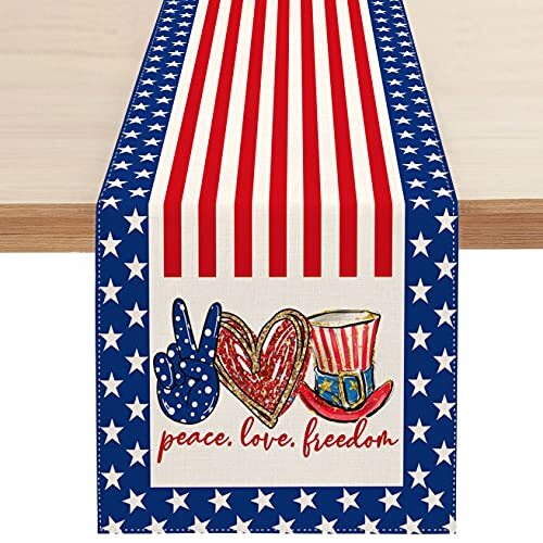 4th Of July American Table Runner Patriotic Star And Stripe Table ...