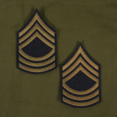 Replica Master Sergeant Rank Stripes. WW2 US Army Stripes Green on Blue ...