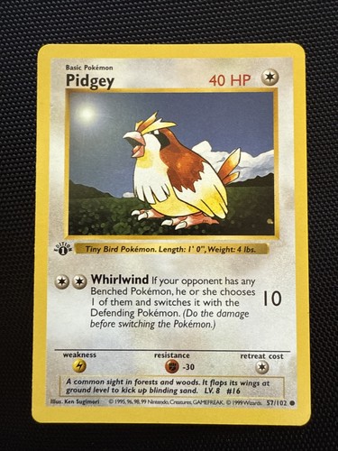 Pidgey First Edition Shadowless Base Set 57/102 Vintage Pokemon | eBay