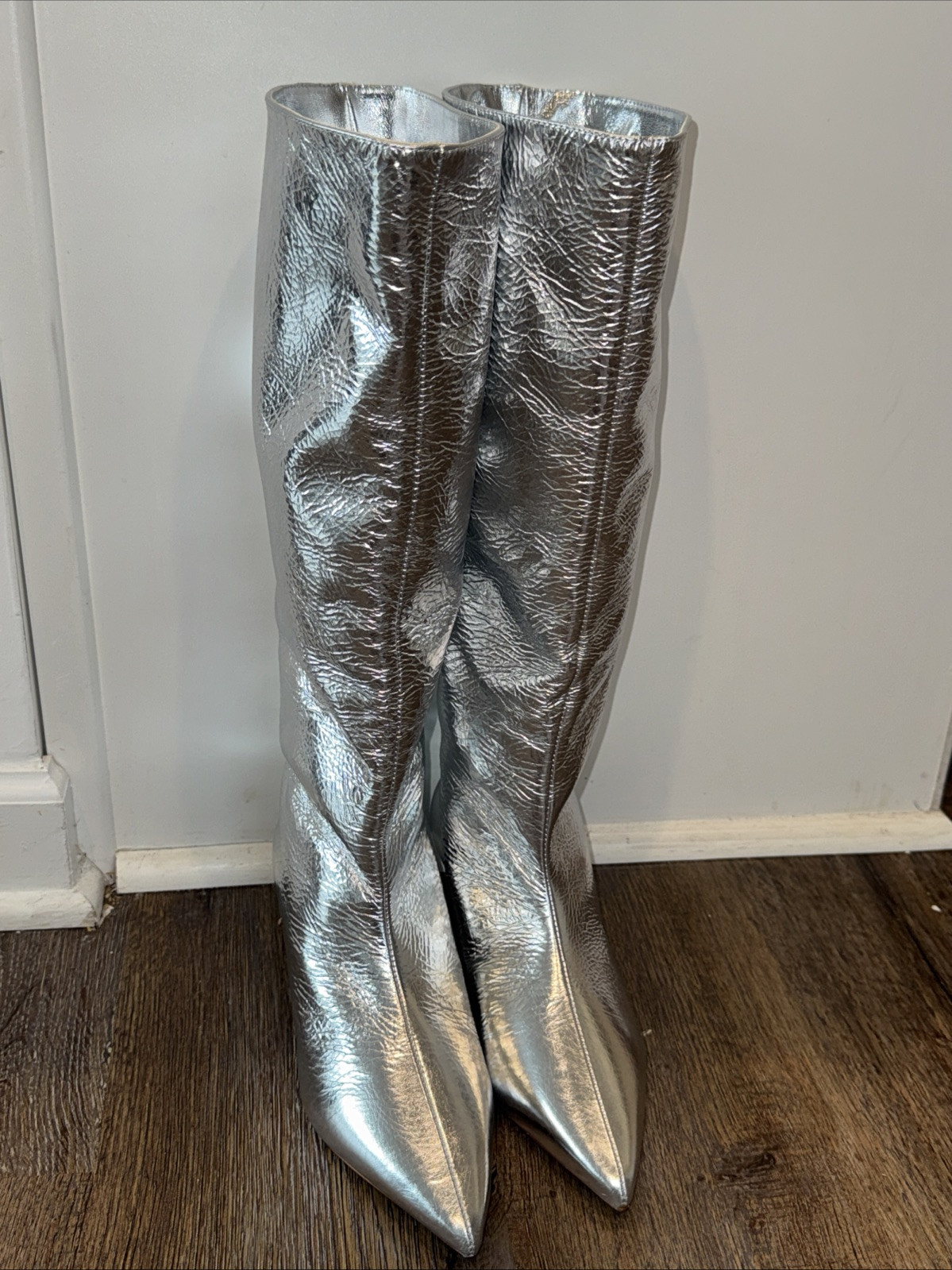 Schultz GAIL UP SMASHED METALLIC LEATHER BOOT Sz 6.5B… - Gem