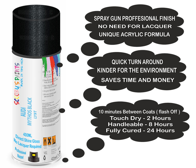 AUDI Rs7 Mythos Black LY9T/0E METALLIC Direct Gloss Shine Aerosol Paint ...
