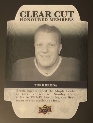 2021-22 Upper Deck Series 1 Clear Cut Honoured Members Turk Broda /100 ...