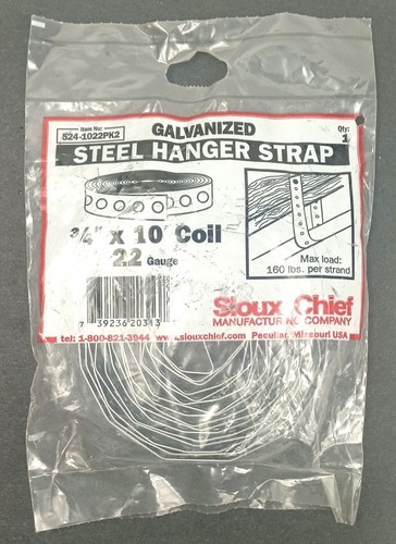 Galvanized Steel Hanger Strap 3/4" x 10 Feet 22 gauge a9 739236203137 ...
