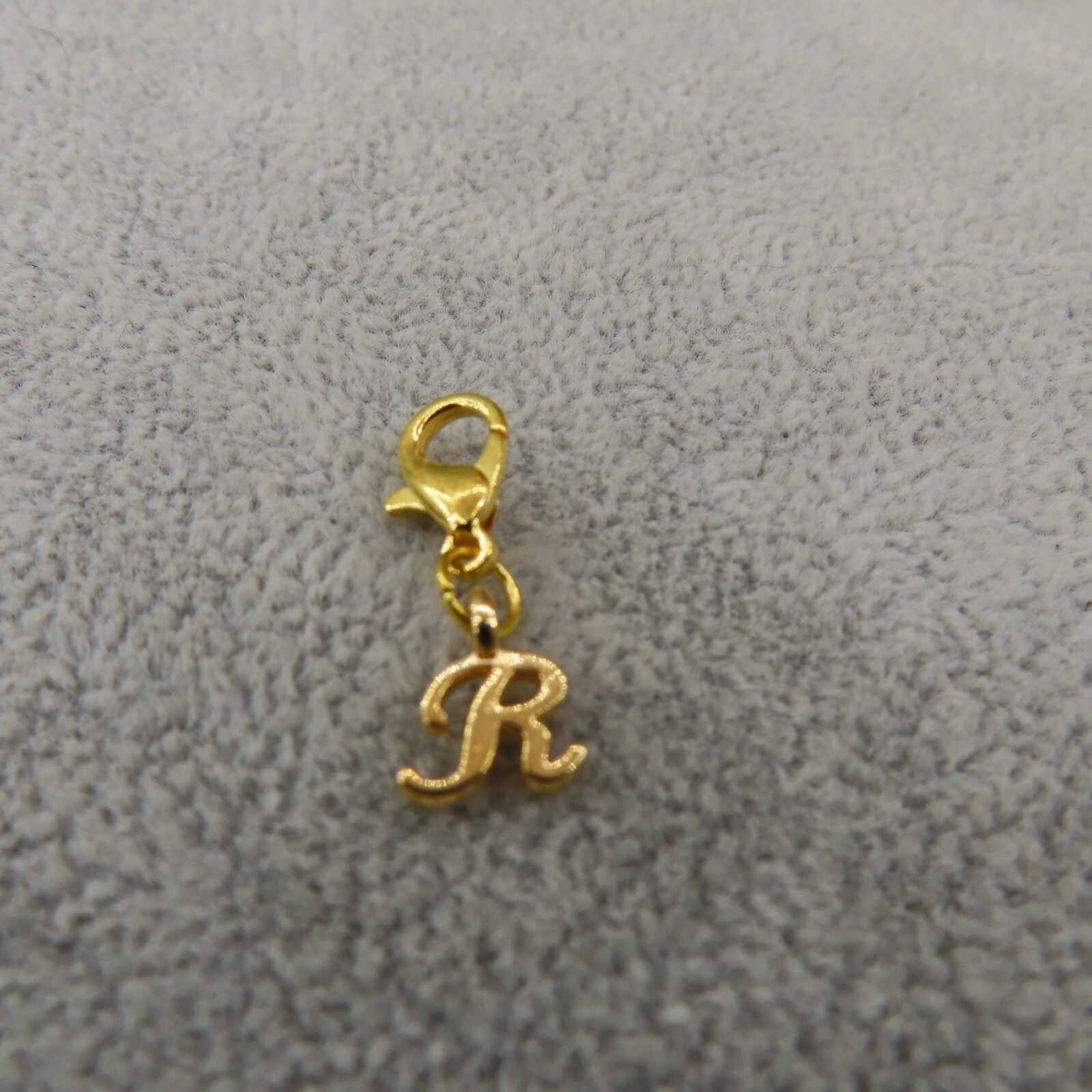 Initial CURSIVE LETTER R Charm Zipper Pull Keychain Add On Clip Gold ...