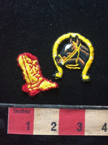 Giddy Up Cowboy Patch Lot ~ Boots Spurs Horse ~ 2 Small Patches C711 | eBay