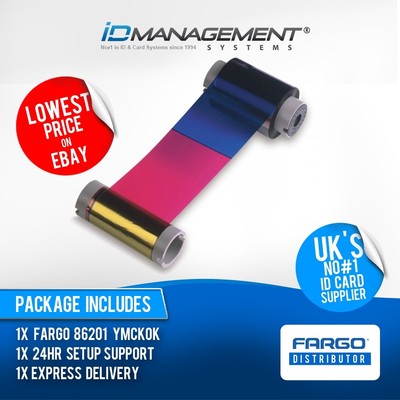 Fargo 86201 YMCKOK Ribbon for DTC550 Card Printer • 400 Prints • Low ...