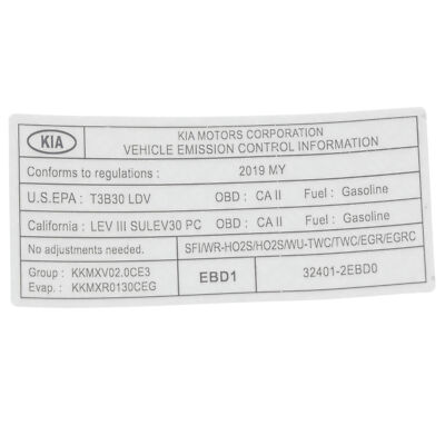 NEW OEM Kia 2019 Forte Vehicle Emission Control Information Label 32401 ...