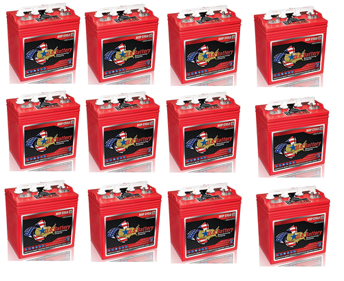 12x U.S. 8V 170Ah Group GC8 Flooded Deep Cycle Batteries For Electric ...