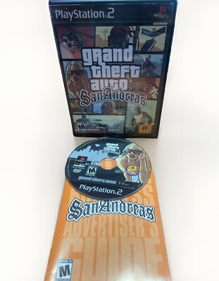 Grand Theft Auto San Andreas PS2 Game -Case W/ Manual NO Map Black ...