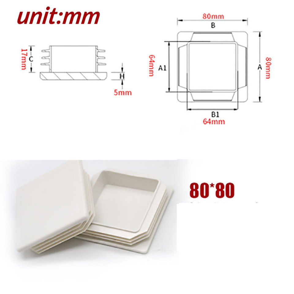 Rectangular Plastic End Caps Blanking Plugs Tube Inserts Bungs White ...