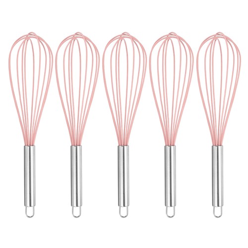 5Pcs Silicone Whisk 12" Kitchen Whisk Wire Whisks Beater Pink | eBay