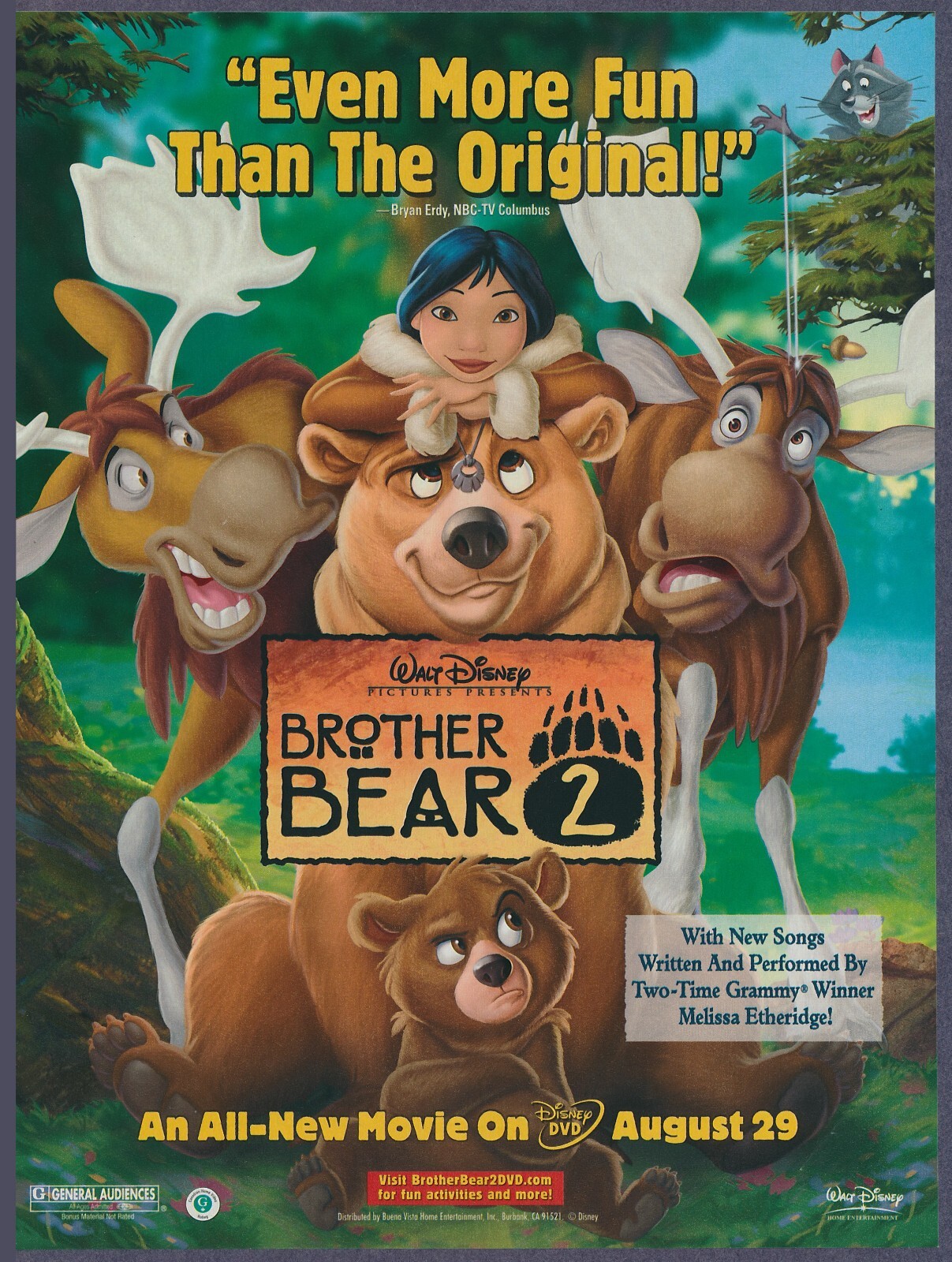 Disney Brother Bear 2 Animated Movie Melissa Etheridge Vintage Print Ad ...