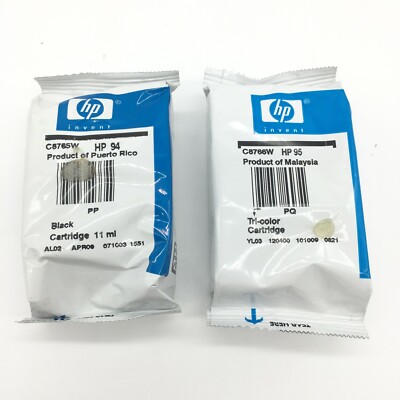 Genuine HP 94 Black & HP 95 Color Ink Cartridges C8765W C8766W New ...