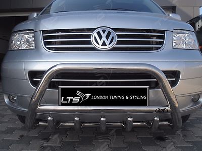 VW T6 TRANSPORTER BULL BAR CHROME AXLE NUDGE A BAR STAINLESS STEEL 2015 ...
