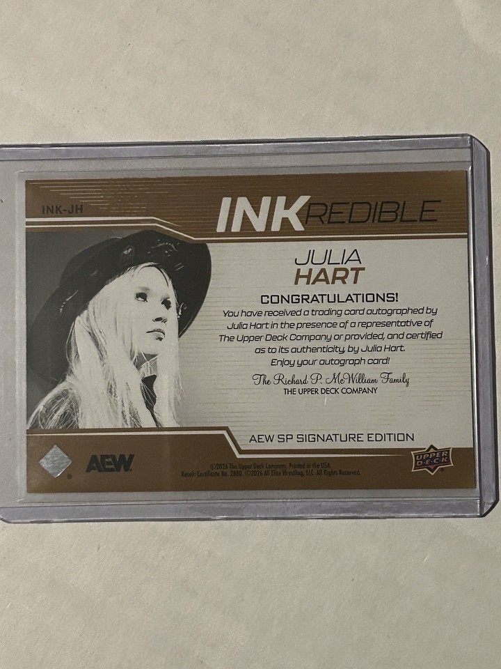 2025 JULIA HART UD AEW SP SIGNATURE EDITION INKredible INSERT AUTO #d ...