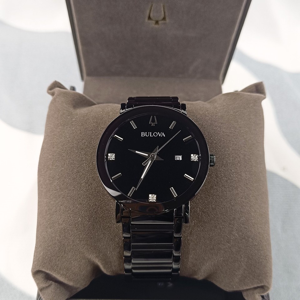 Bulova Futuro 98D144 Black Diamond Dial Stainless Steel Men's Quartz ...