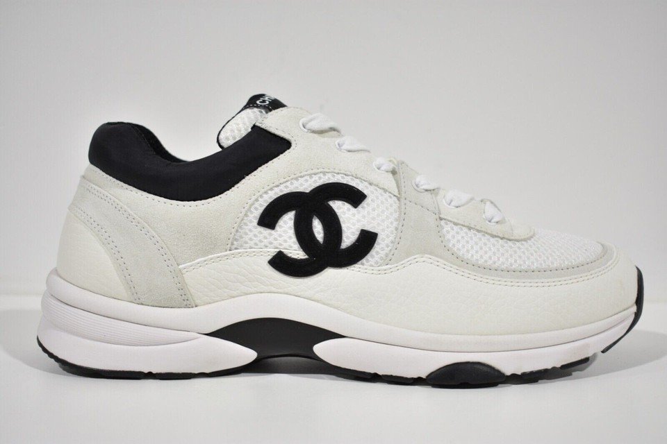 Chanel White Black CC Logo Runner Trainer Sneaker, 39 | eBay
