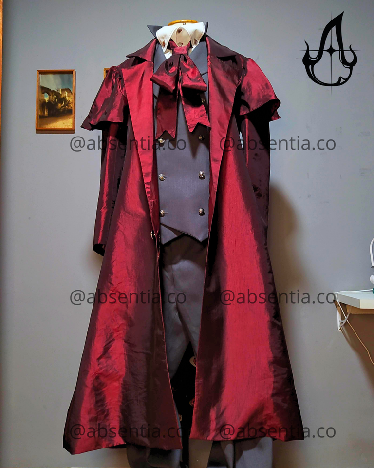 Coat Goth Vampire Cosplay Custom Printed Lining Eyes Handmade (coat ...