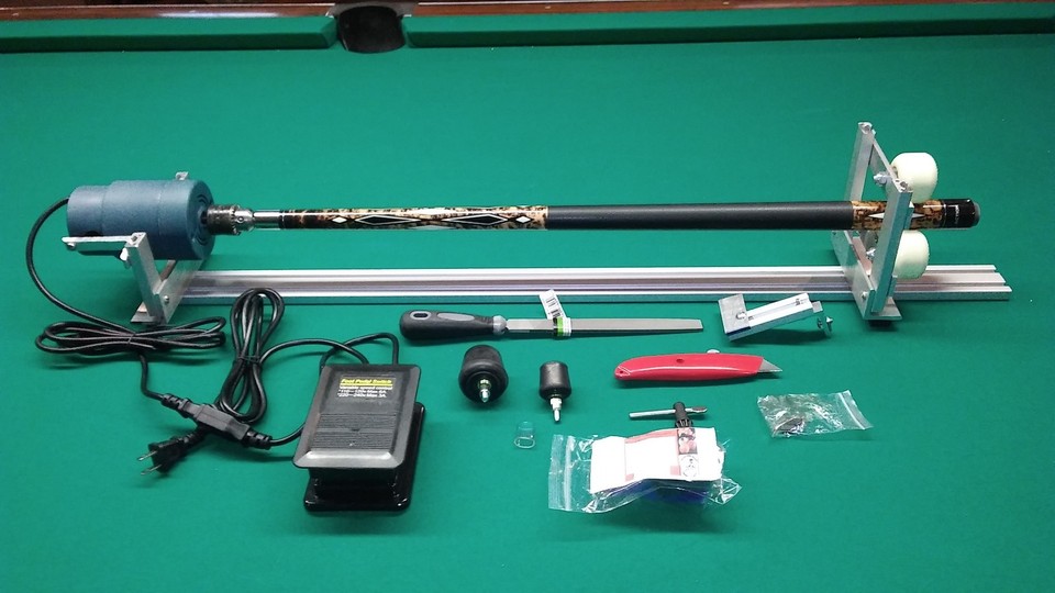 POOL CUE REPAIR LATHE CUE TIP SHAFT WRAP REFINISH TOOL with HOW TO ...