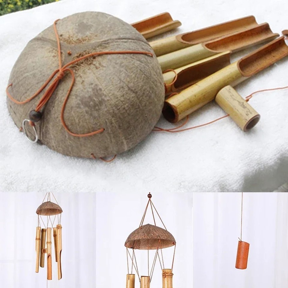 Rustic Handmade Coconut Shell Wind Chimes Perfect for Gardens and ...