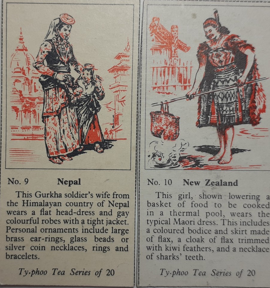 Vintage Typhoo Tea Cards - 1950s - Costumes Of The World - Nos. 9 & 10 ...