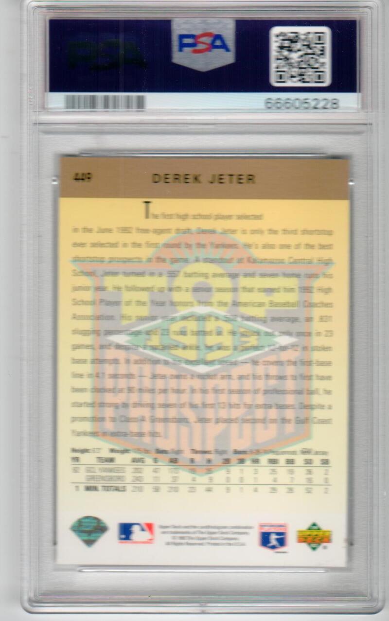 1993 Upper Deck Gold Hologram #449 Derek Jeter Rookie Card RC Yankees ...