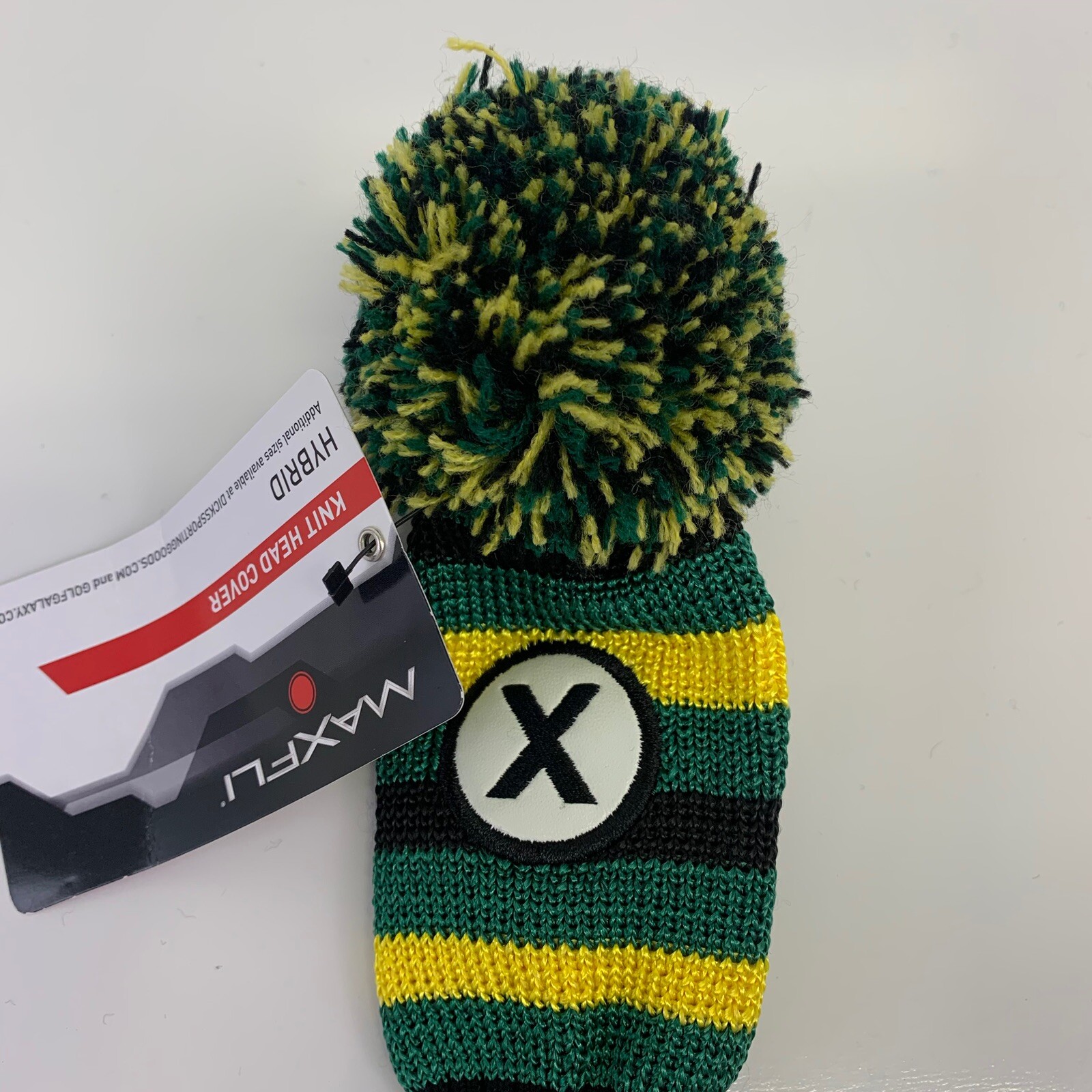 MAXFLI Vintage Style Knit Head Cover W/ Pom. Hybrid (X). Green Yellow ...