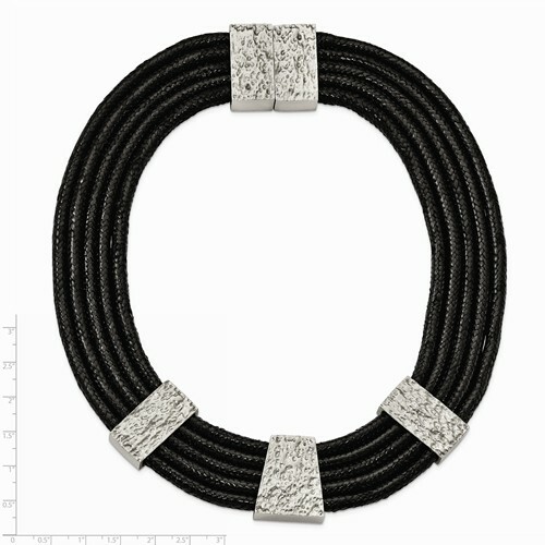 Stainless Steel Neck Blackened Collar Necklace 17.5" Stainless Magnetic ...